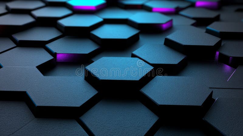 Neon Hexagons, Glowing Brightly, are Shaping a Futuristic Technological ...