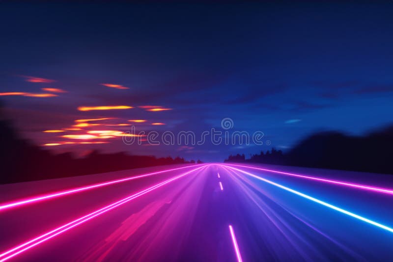 Neon Highway Rush stock illustration. Illustration of drive - 284410208