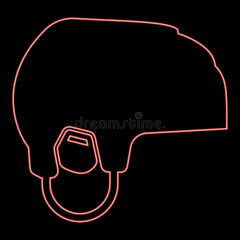 Neon Hockey Helmet Red Color Vector Illustration Image Flat Style Stock ...