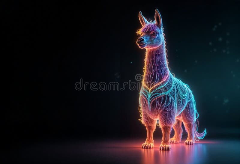 Neon Hologram of Llama - Generated by Ai Copia Stock Illustration ...