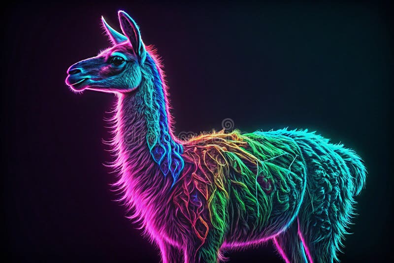 Neon Hologram of Llama - Generated by Ai Copia Stock Illustration ...