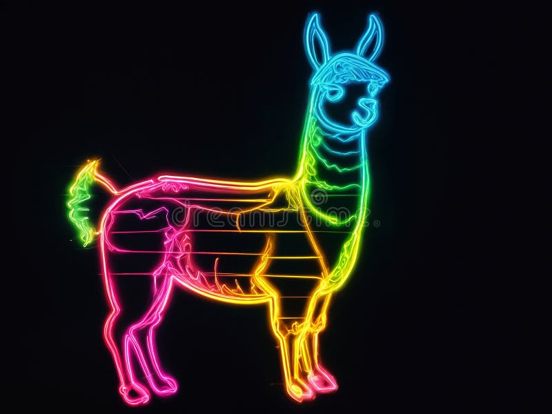 Neon Hologram of Llama - Generated by Ai Copia Stock Illustration ...
