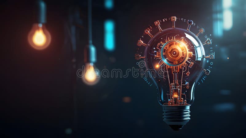 A Holographic Light Bulb Advertisement with the Bulb Projecting ...