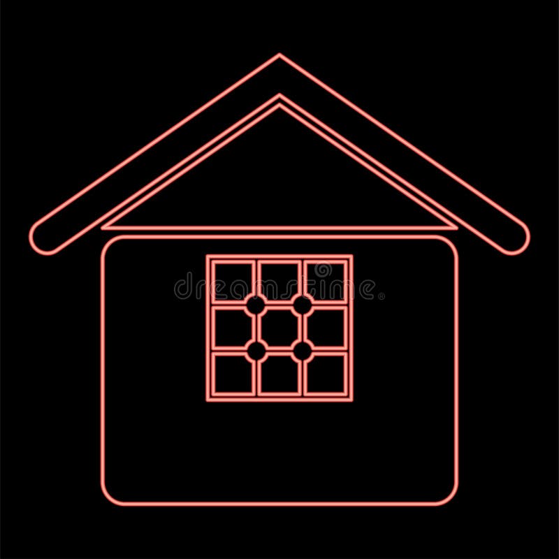 Neon Home Red Color Vector Illustration Image Flat Style Stock Vector ...