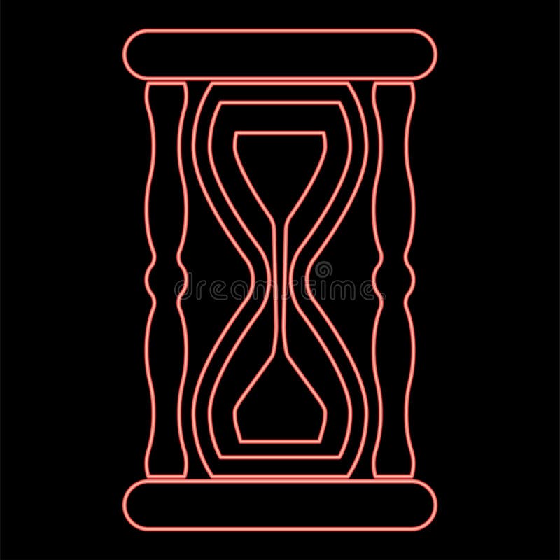 Neon Hourglass Sand Clock Icon Black Color Vector Illustration Flat ...