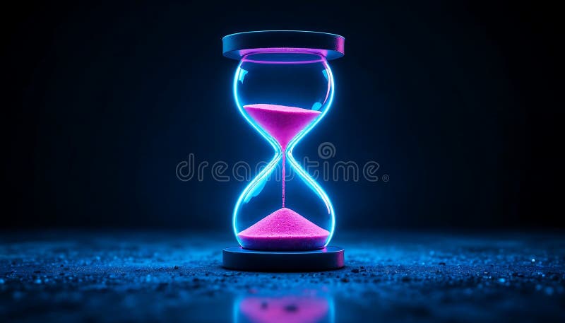 Neon Hourglass Sand Timer in Dark Setting Stock Photo - Image of ...