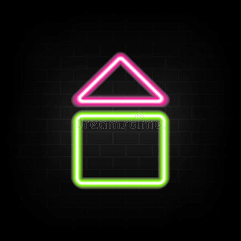 Neon House Icon on Building Wall Background. Home - Neon Icon Stock ...