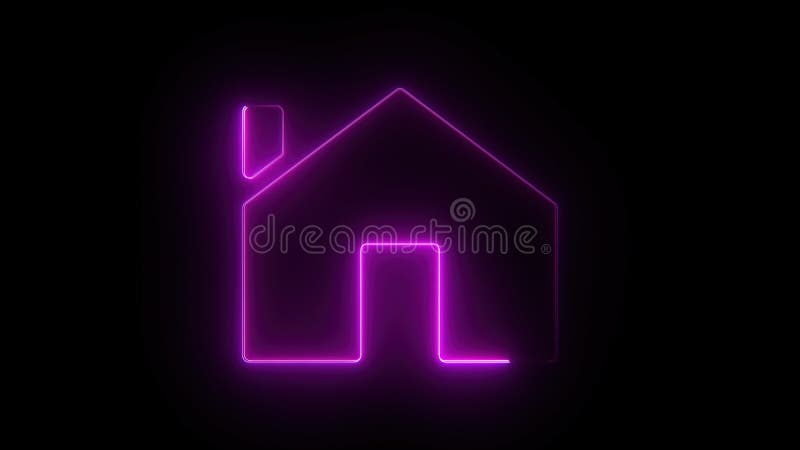 Neon house icon stock illustration. Illustration of outline - 345092563