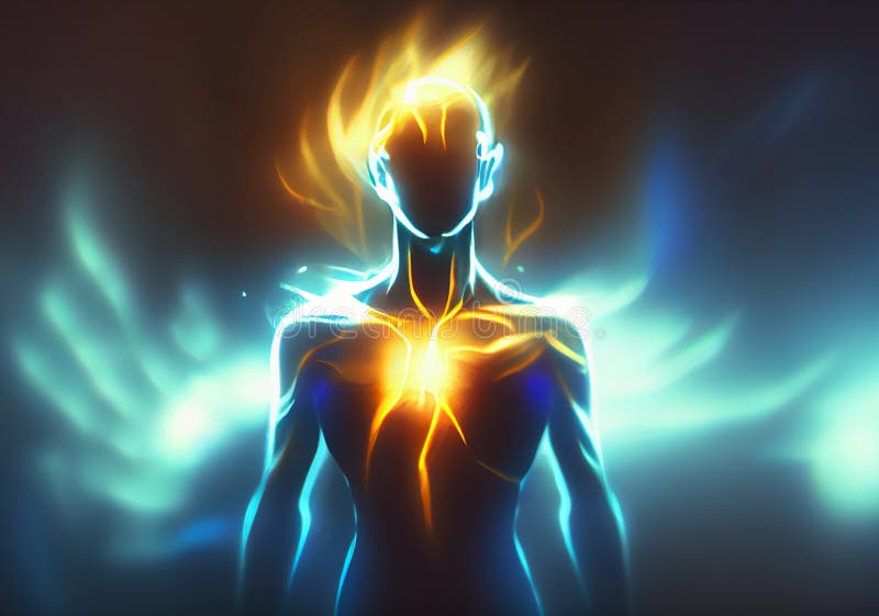 Neon Human Aura on a Dark Background. Stock Illustration - Illustration ...