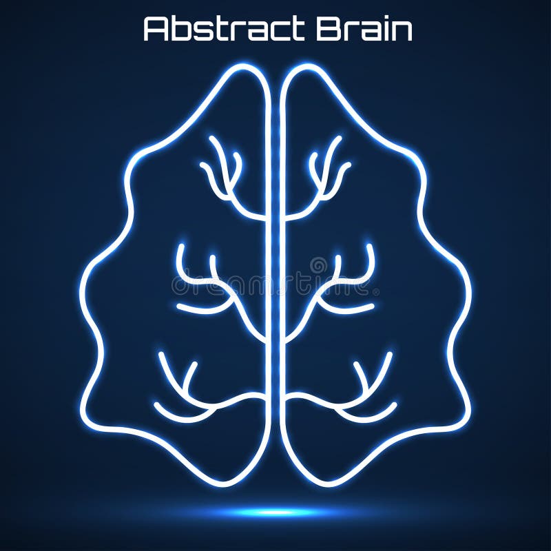 Neon Human Brain with Two Hemispheres Brain Stock Vector - Illustration ...