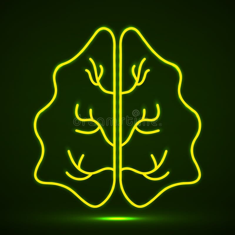 Neon Human Brain with Two Hemispheres Brain Stock Vector - Illustration ...