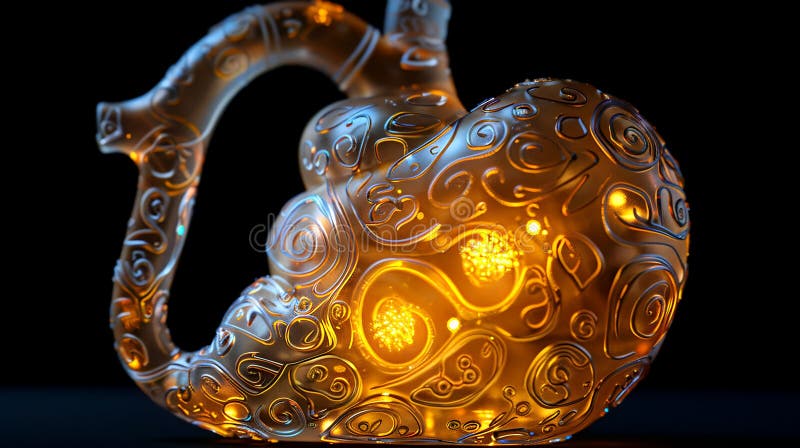 Neon Human Digestive System with Orange Light in Stomach Stock ...