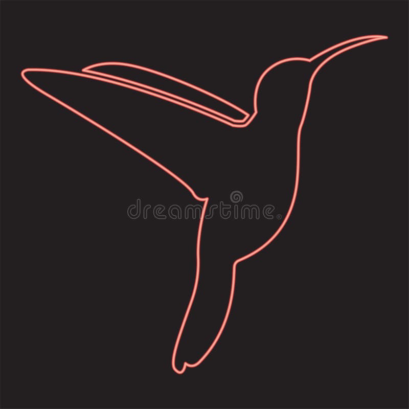 Neon Hummingbird Red Color Vector Illustration Image Flat Style Stock ...