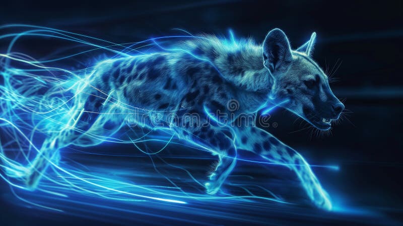 Neon Hyena in Motion stock image. Image of luminous - 325031063