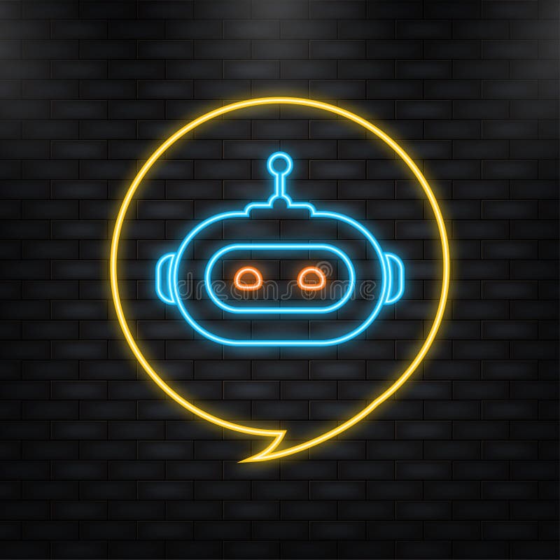 Neon Icon. Chatbot Icon Concept, Chat Bot or Chatterbot. Robot Virtual ...
