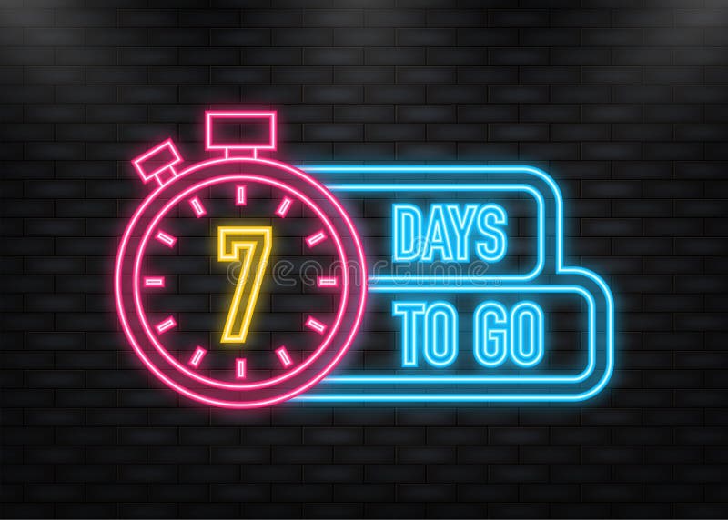 Neon Icon. 7 Days To Go Poster in Flat Style Stock Vector ...