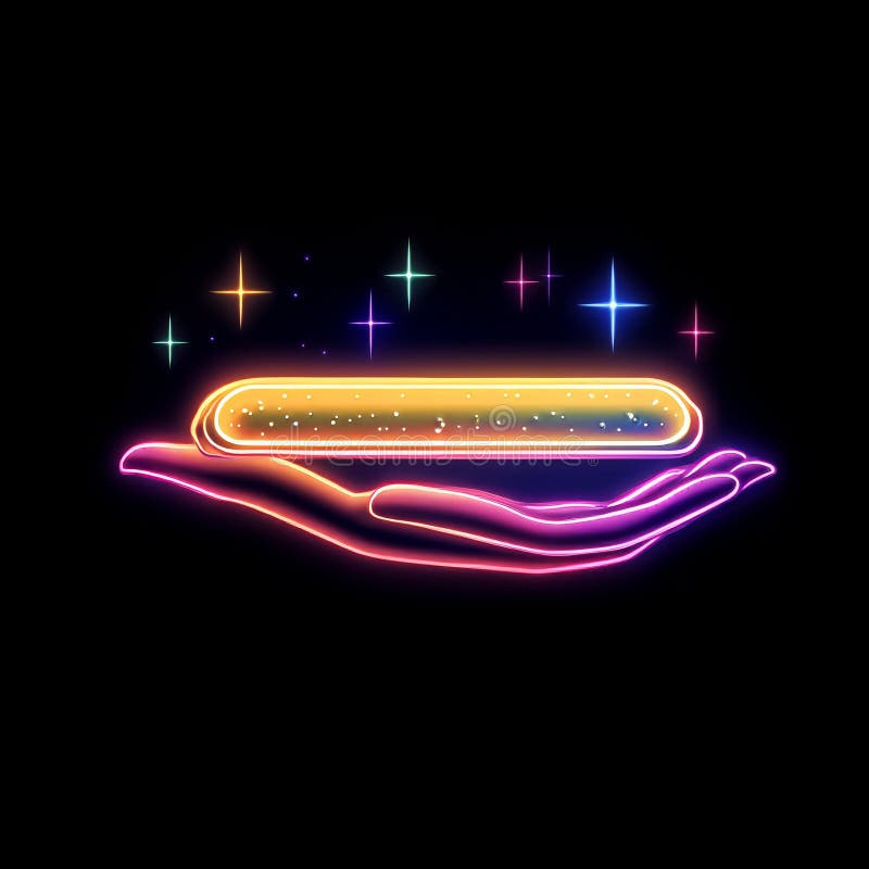 Neon Icon Depicting a Wall-mounted Automatic Hand Sanitizer for Public ...