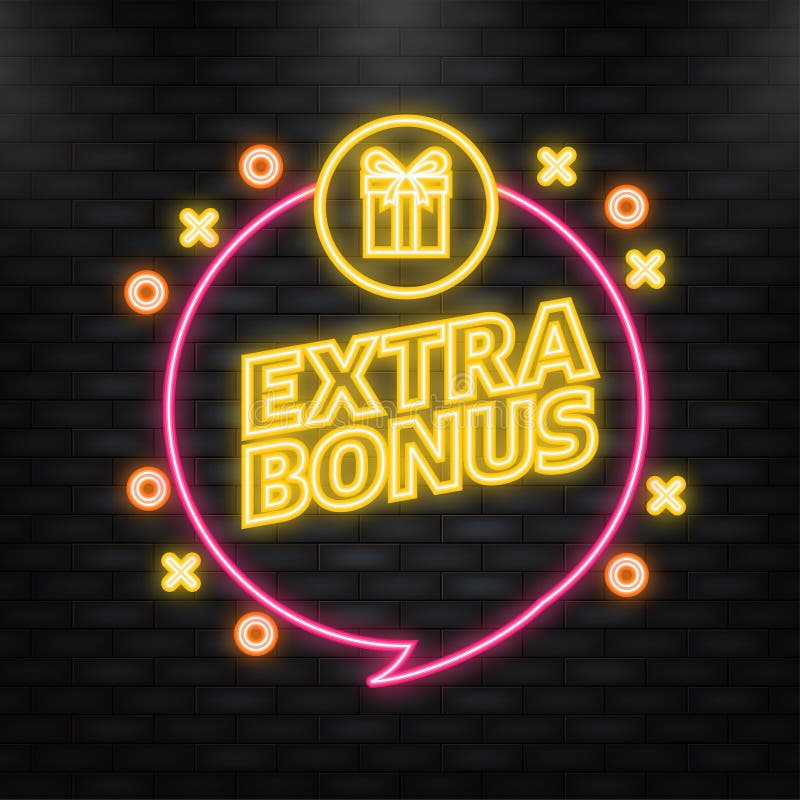 Neon Icon. Extra Bonus. Realistic Banner. Product Advertising. Web ...