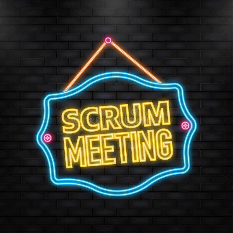 Neon Icon. Flat Icon with Scrum Meeting. Project Development ...