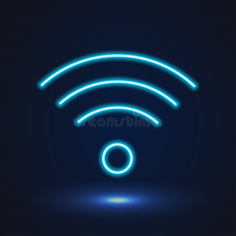 Neon Icon, Glowing Sign Blue Wifi . Vector Stock Illustration ...