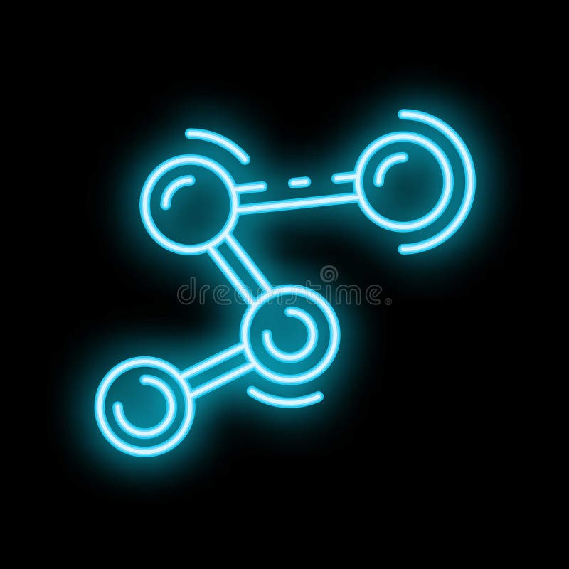 Neon Icon of a Network is Glowing on a Black Background Stock Vector ...