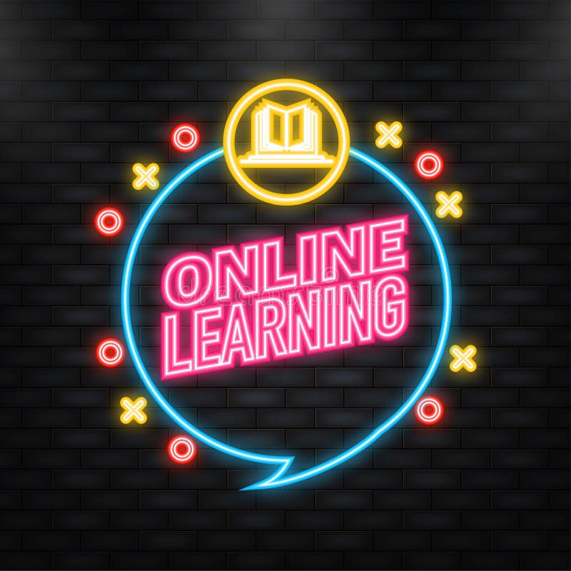 Neon Icon. Online Learning Logo. Banner for Concept Design. Isometric ...