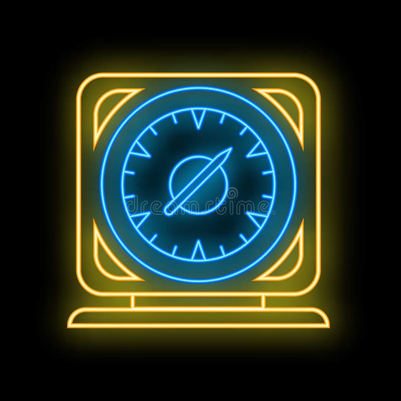 Neon Icon of a Pressure Gauge Showing Working Pressure with a Glowing ...