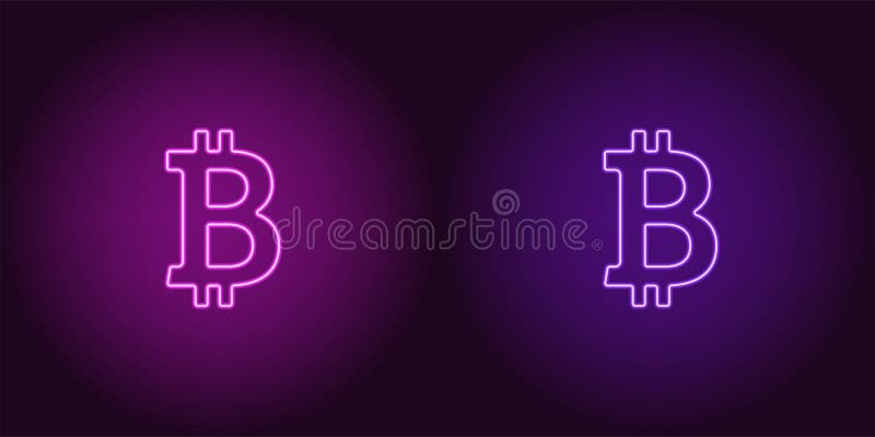 Neon Icon of Purple and Violet Bitcoin Stock Vector - Illustration of ...