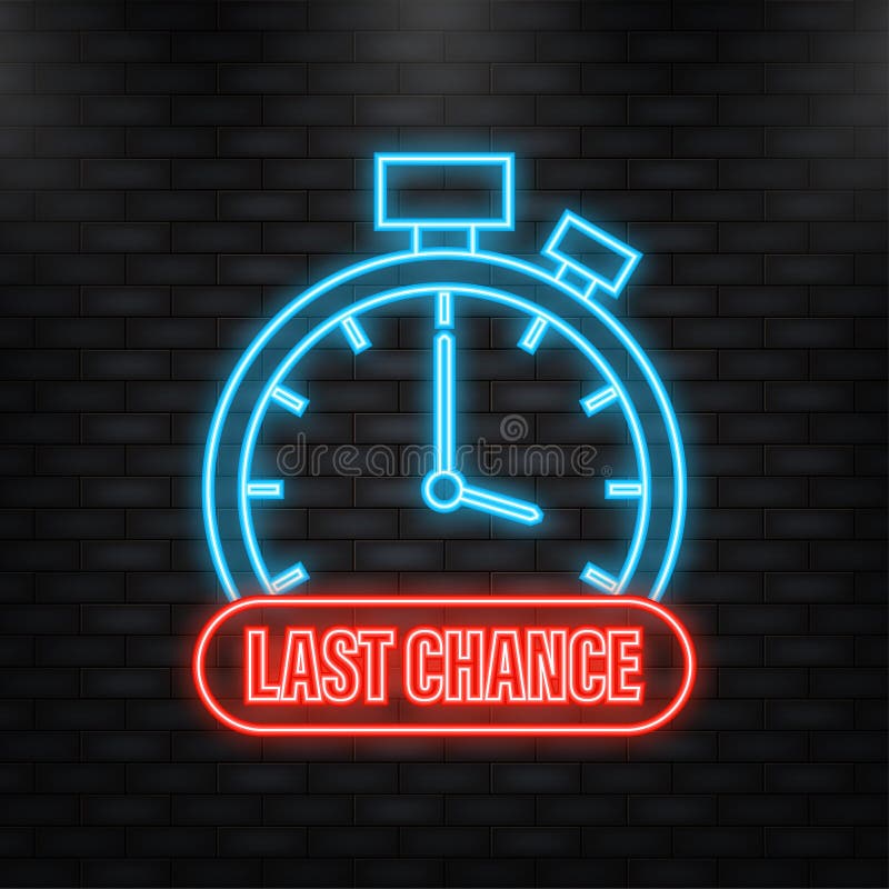 Neon Icon. Red Vector Banner with Last Chance Sign and Timer Icon ...