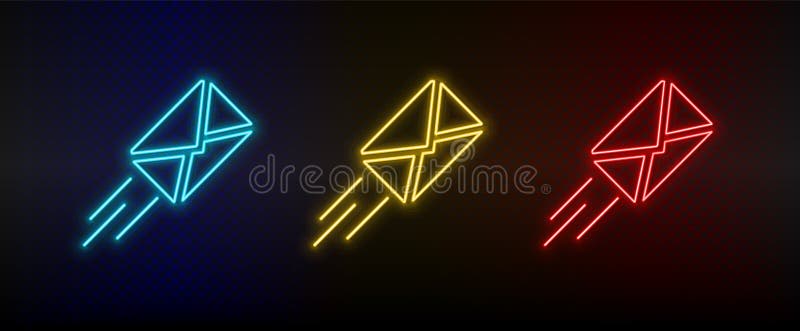 Neon Icon Set Email. Set of Red, Blue, Yellow Neon Vector Icon Stock ...