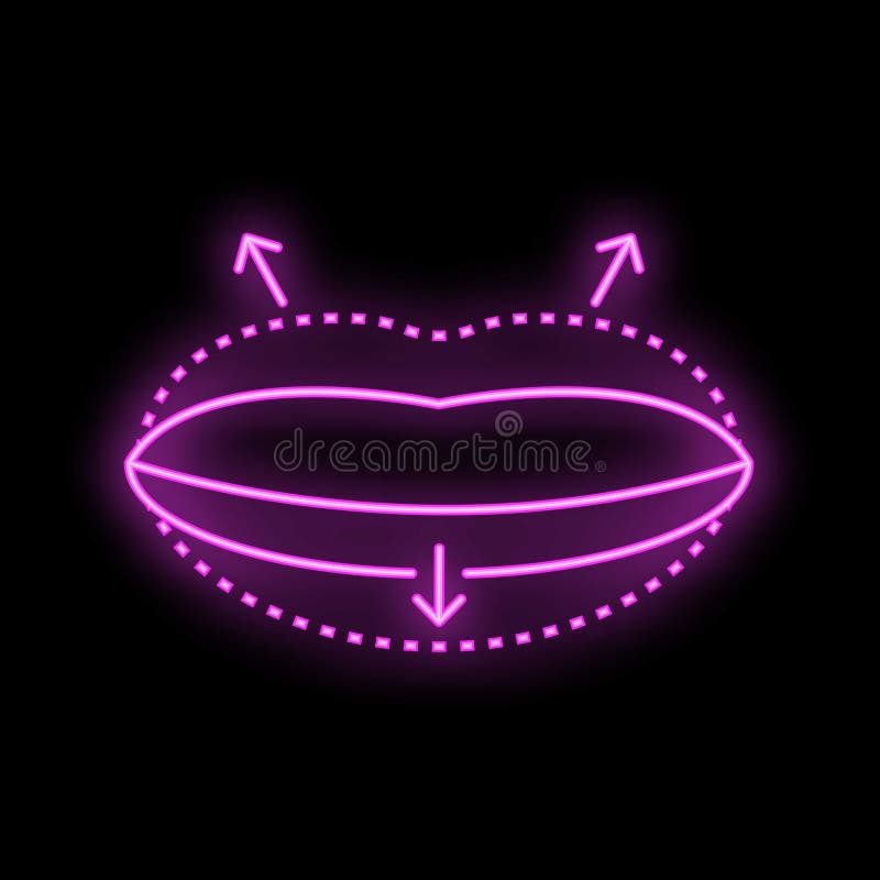 Neon Icon Representing Lip Augmentation Surgery with Arrows Stock ...