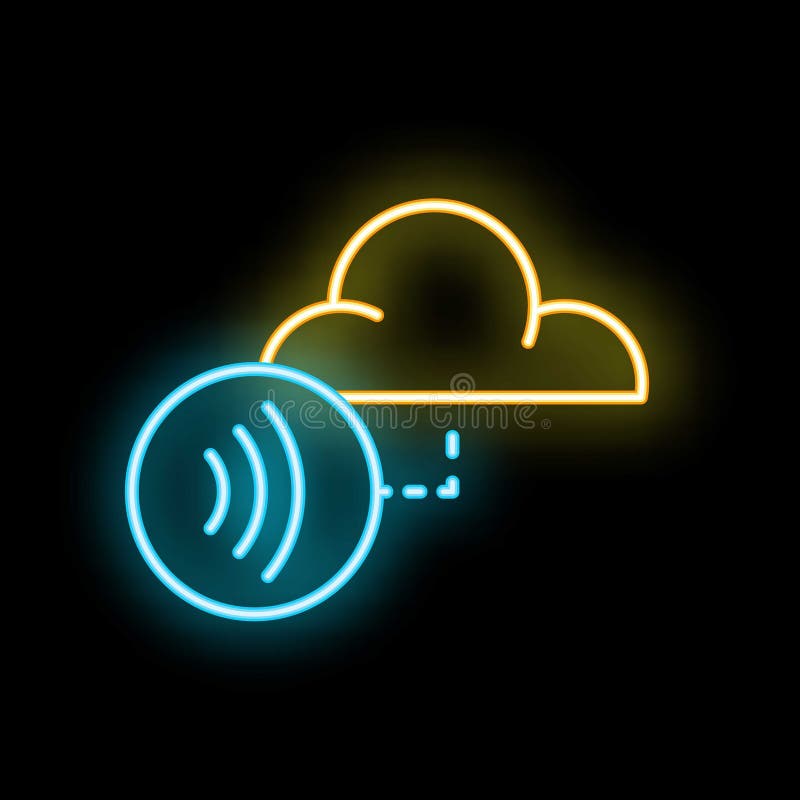 Neon Icon of Wireless Connection Transferring Data To Cloud Storage ...