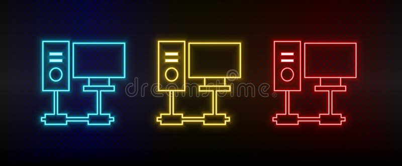 Neon Icons. Database Server Computer Stock Vector - Illustration of ...