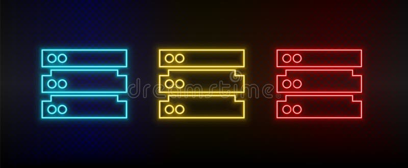 Neon Icons. Database Server Stock Vector - Illustration of internet ...