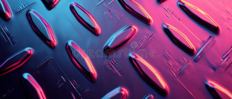 Neon Illuminated Diamond Plate Aluminum Texture with Raised Pattern ...