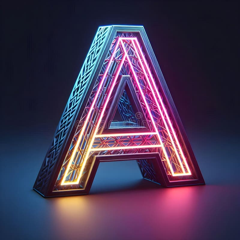 Neon Illuminated Letter a. stock illustration. Illustration of symbol ...