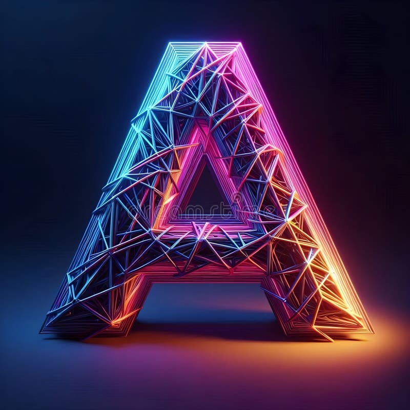 Neon Illuminated Letter a. stock illustration. Illustration of luminous ...