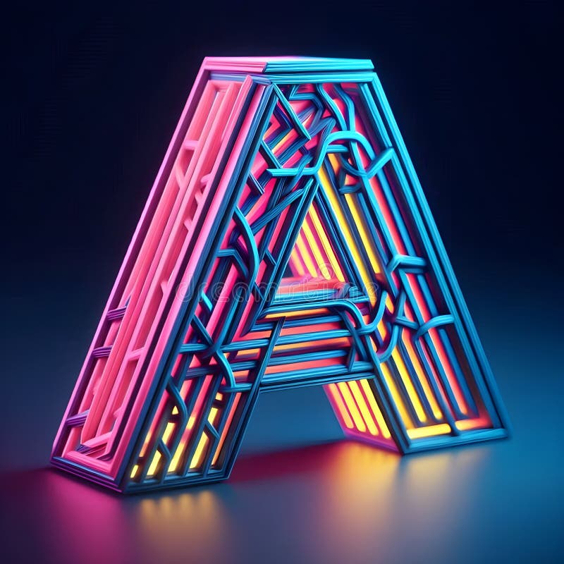 Neon Illuminated Letter a. stock illustration. Illustration of lights ...