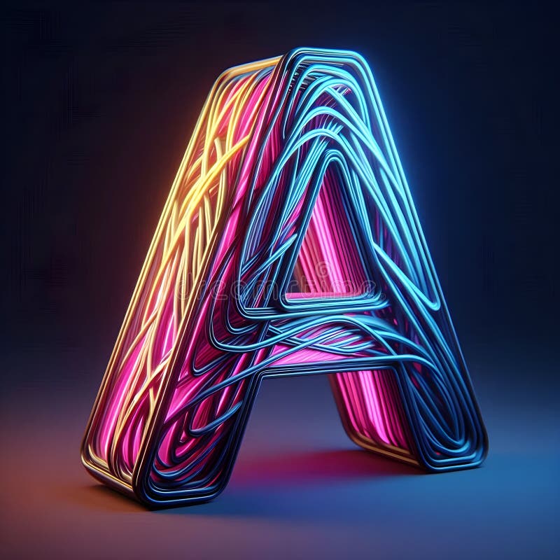 Neon Illuminated Letter a. stock illustration. Illustration of colorful ...