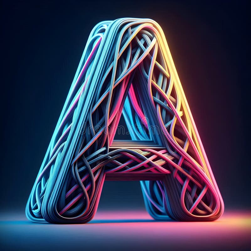 Neon Illuminated Letter a. stock illustration. Illustration of bright ...