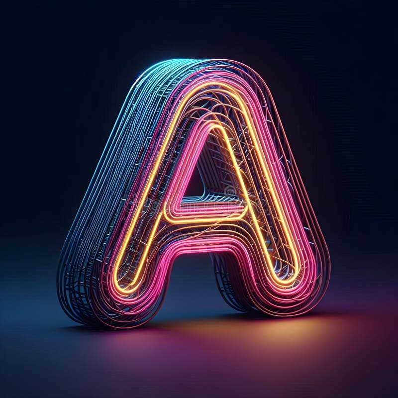 Neon Illuminated Letter a. stock illustration. Illustration of decor ...