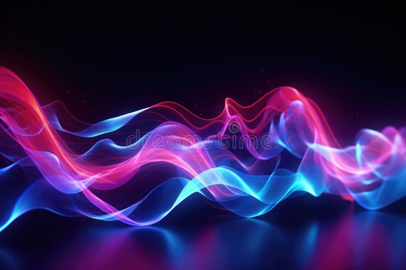 Neon Illuminated Sound Waves and Glowing Elements Stock Illustration ...