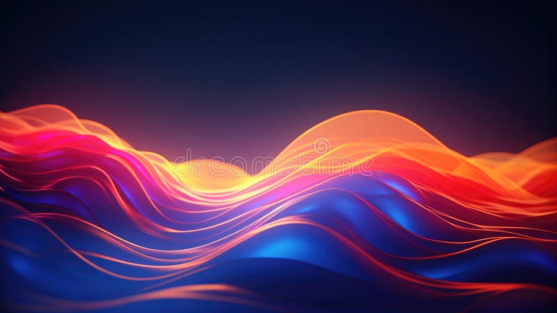 Neon Illuminated Sound Waves and Glowing Elements Stock Illustration ...