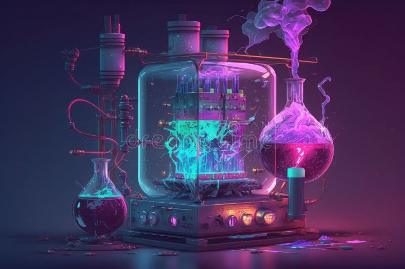 Illustration of Glassware and Tubes in a Laboratory Stock Illustration ...