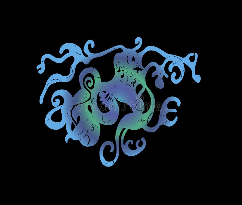 Gradient Illustration of Psychedelic Octopus. Stock Illustration ...