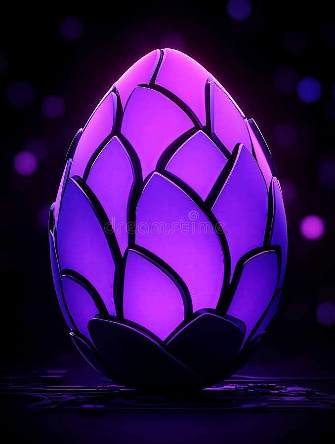 Futuristic Cyberpunk Purple Easter Egg with Neon Glow Stock ...