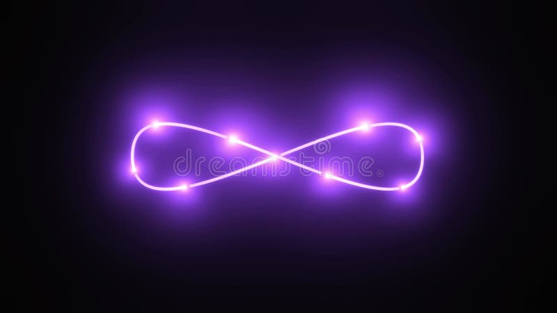 Neon Infinity Sign. 3D Render Seamless Loop Animation. Abstract ...