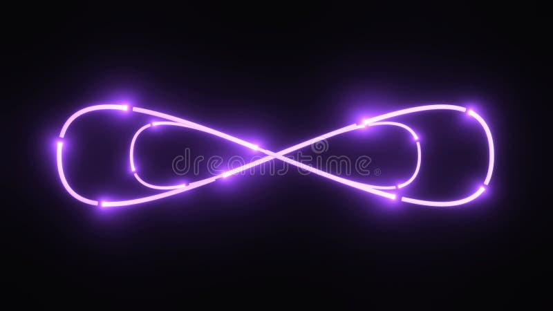 Neon Infinity Sign. 3D Render Seamless Loop Animation. Abstract ...