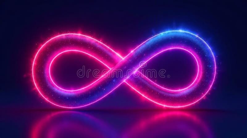 Neon Infinity Sign on Dark Background Stock Photo - Image of creativity ...