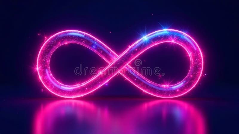 Neon Infinity Sign on Dark Background Stock Photo - Image of energy ...